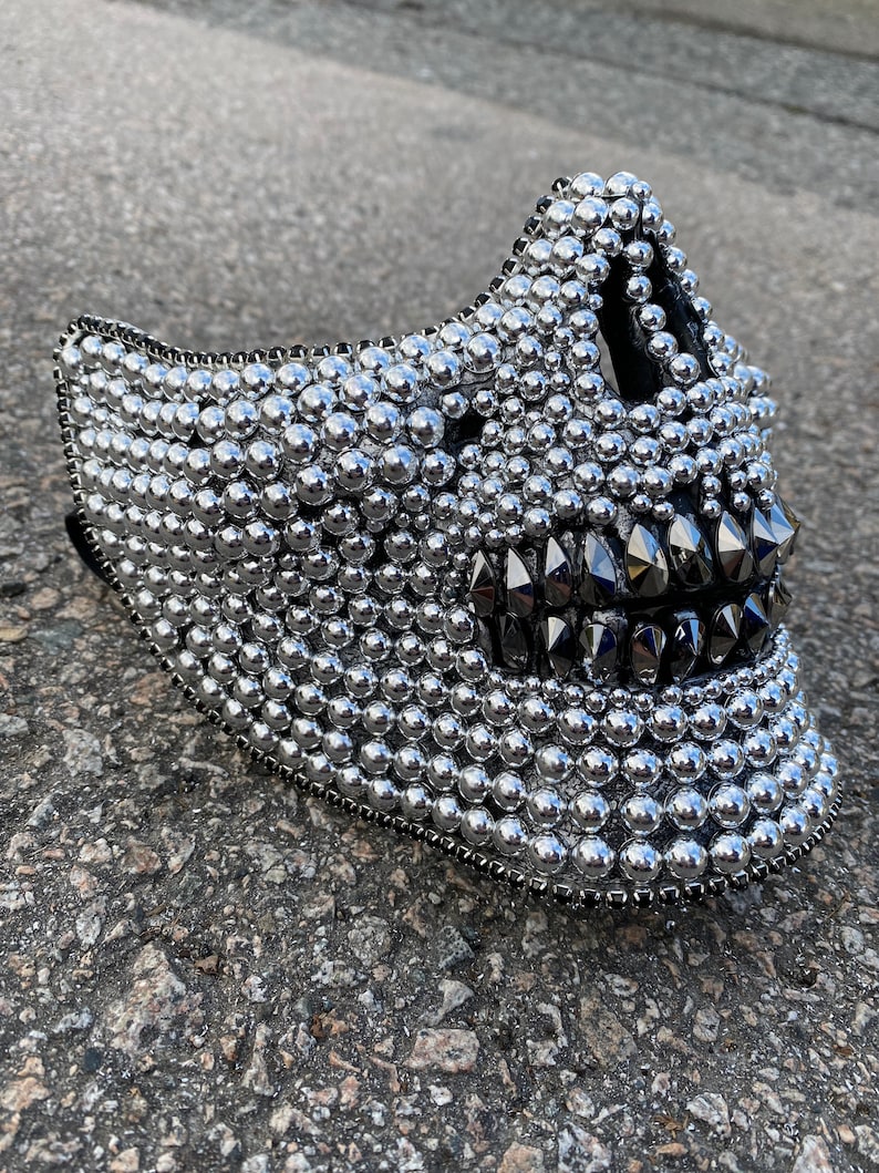 Silver Pearl Skull Mask: Face Mask, Skull Mask, Tear Drops, Crystals ...