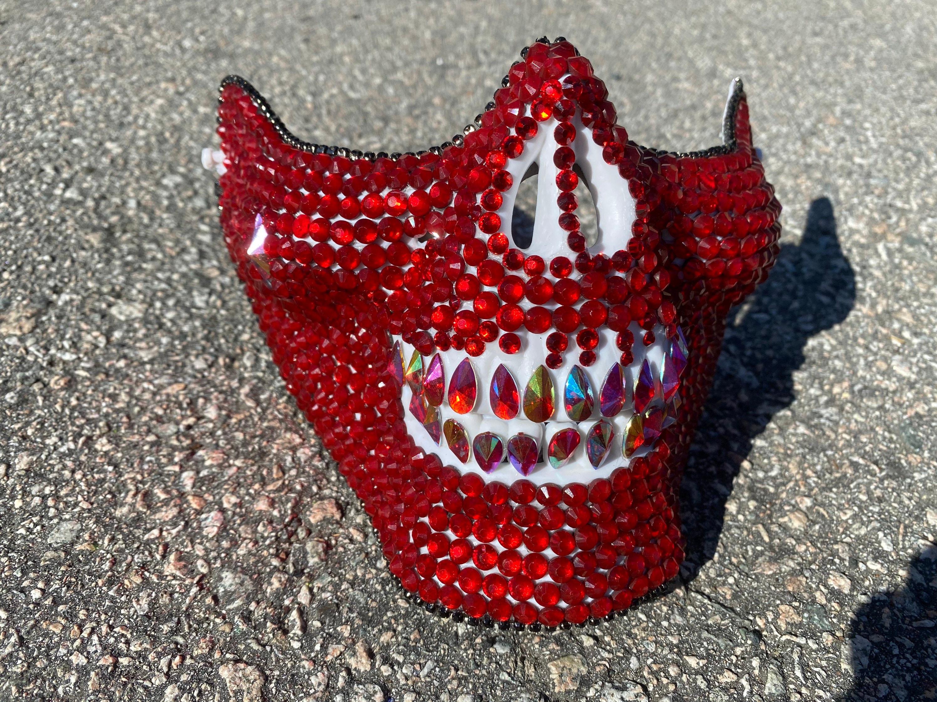 Red skull mask with tears : face mask skull mask tear drops | Etsy