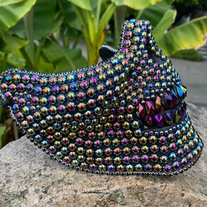 Black AB Pearl Skull Mask: Face Mask, Skull Mask, Tear Drops, Crystals ...