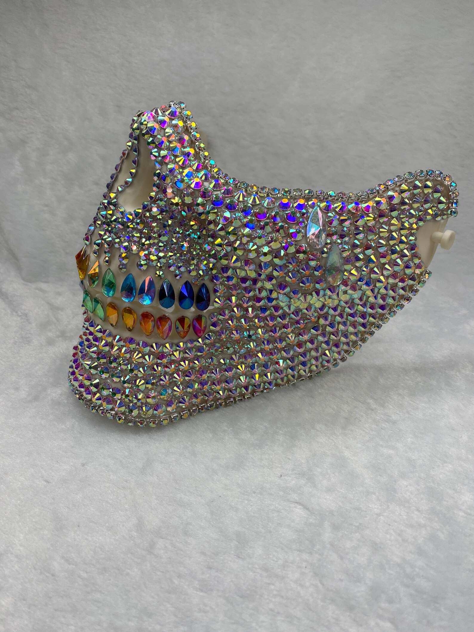 Silver Skull Mask With Rainbow Tears : Face Mask Skull Mask - Etsy
