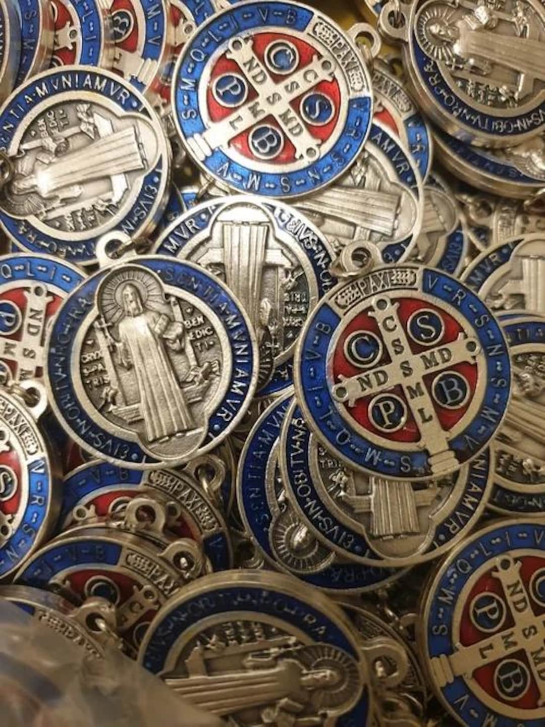 Blue/red Enamel Large Italian Saint Benedict Medals, 1 Inch, Charms ...
