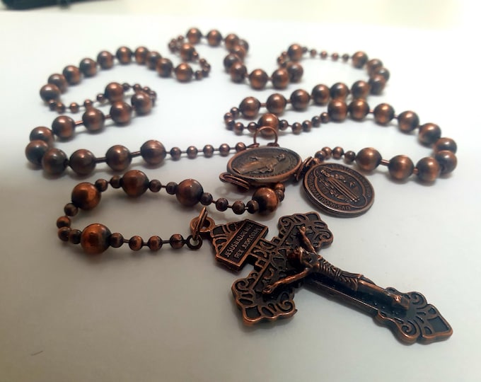 Vintage Rosary-antique Copper-cathedral Beads-handmade-wire-wrapped - Etsy