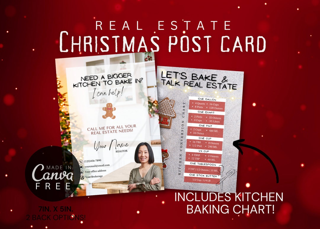 Realtor Christmas Marketing Post Card, Editable, Real Estate Holiday ...