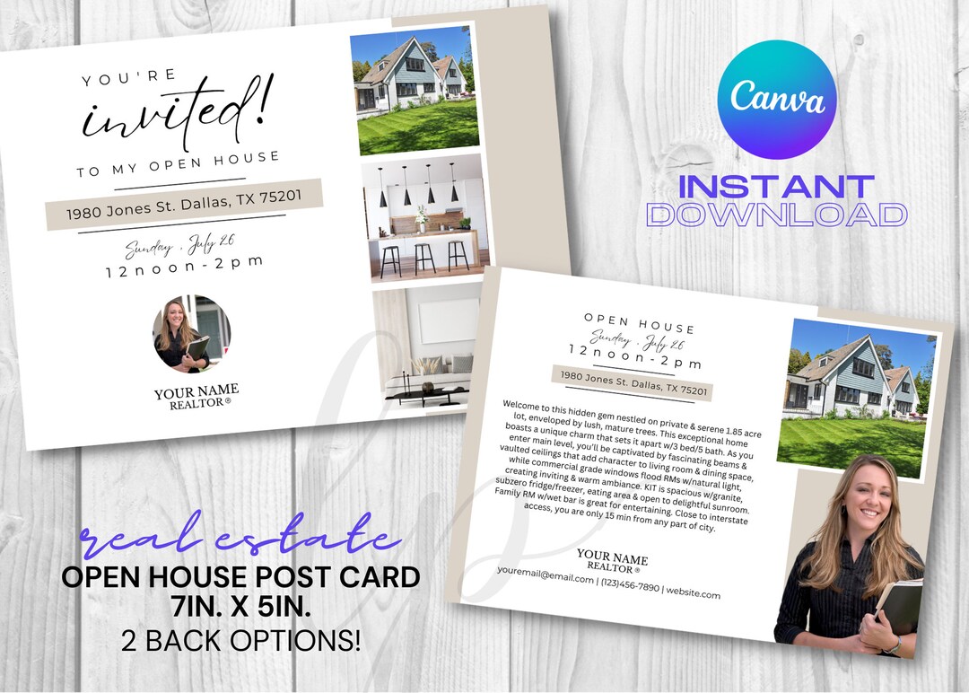 Open House Post Card Flyer, Real Estate Post Card, Real Estate ...