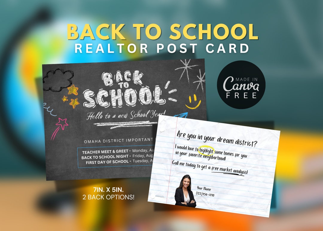 Back to School Realtor Post Card, Realtor Marketing, Canva Free - Etsy