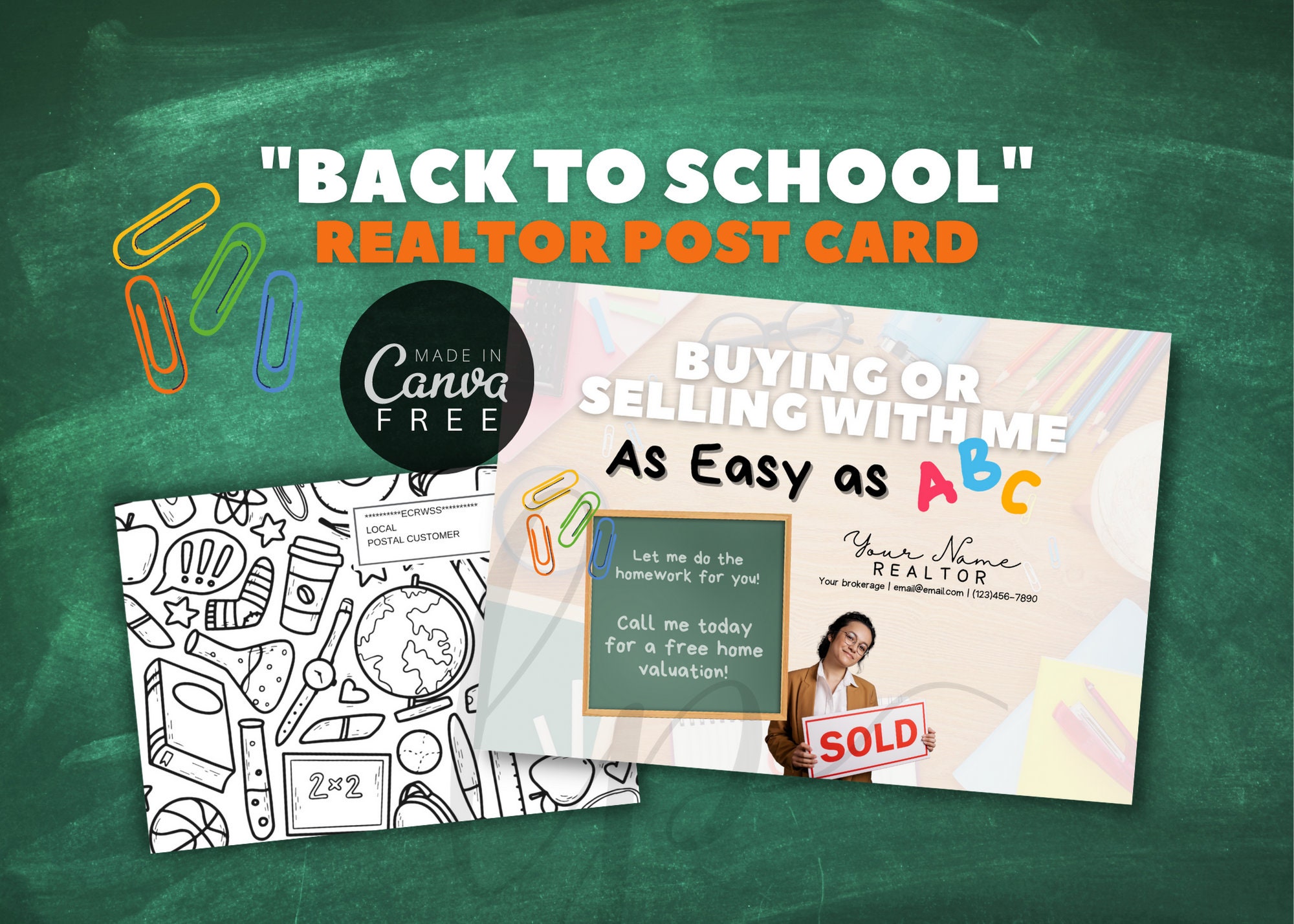 Realtor Back to School, Post Card, August Marketing Pop By - Etsy