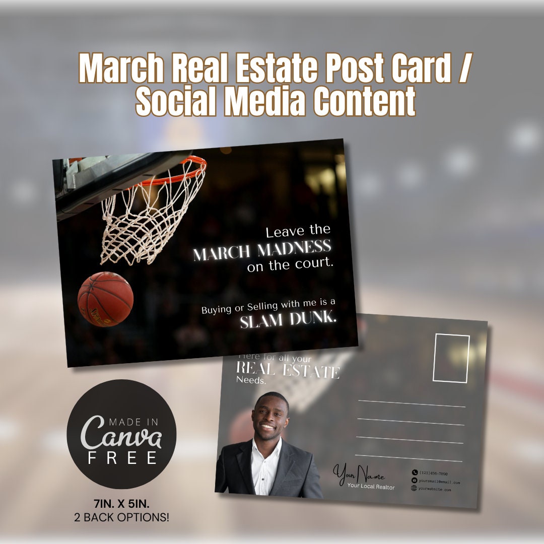 March Madness Real Estate Post Card, Realtor Marketing, Spring Realtor ...
