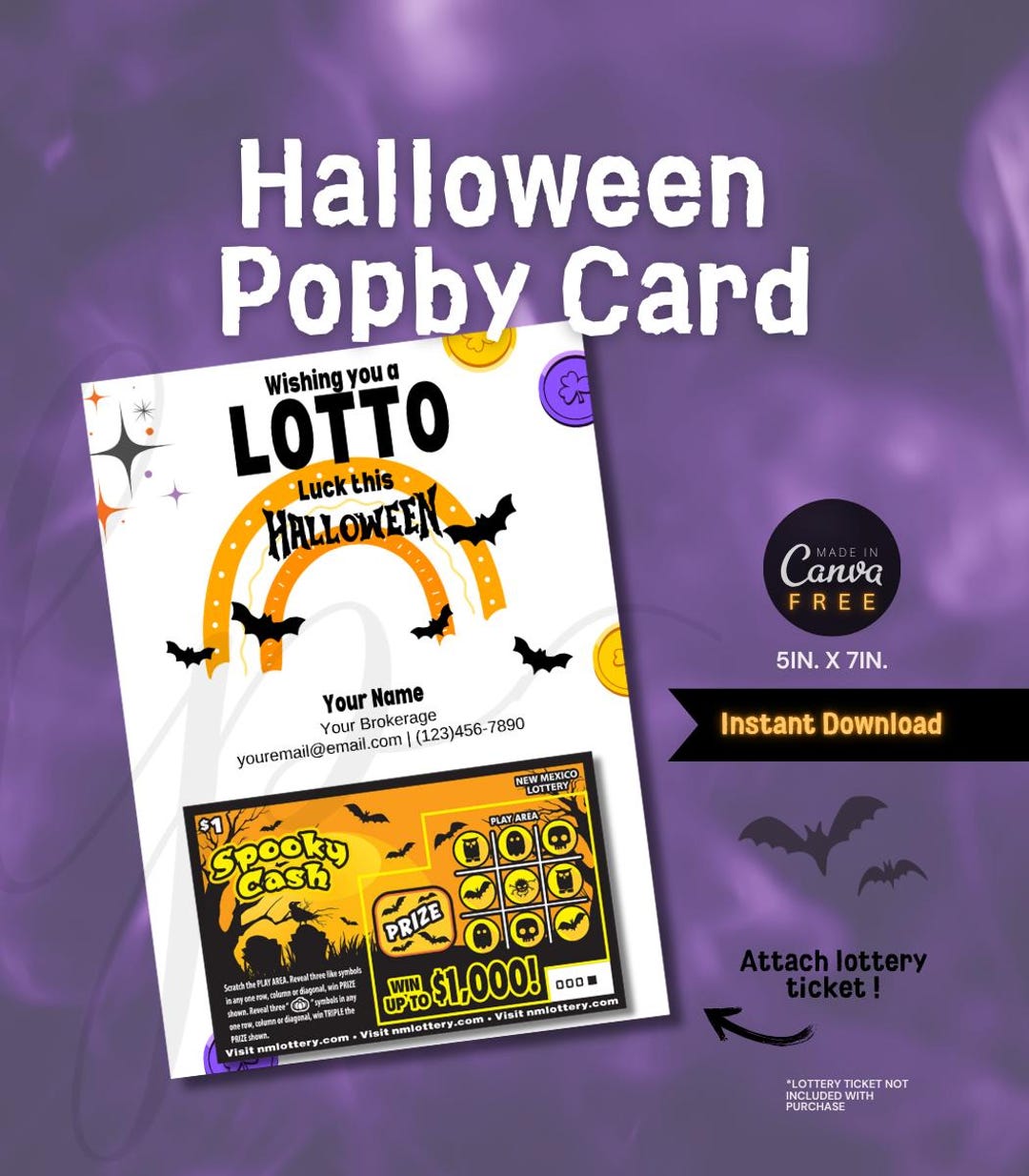 Real Estate Lotto Ticket Card for Halloween, October Marketing ...