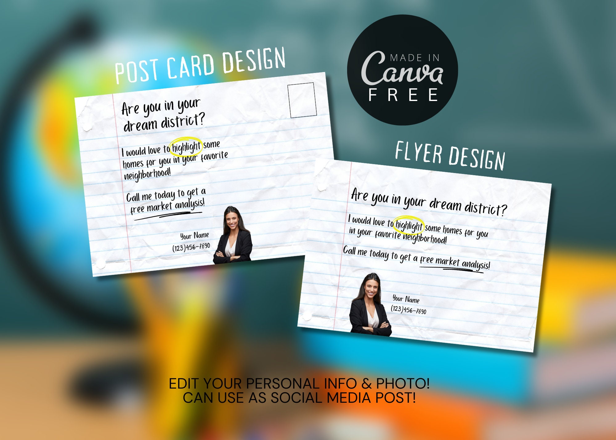 Back to School Realtor Post Card, Realtor Marketing, Canva Free - Etsy