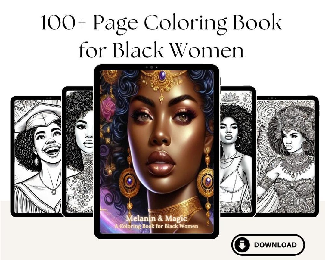 Digital Coloring Book for Black Women | 100+ Pages of Strength, Beauty ...