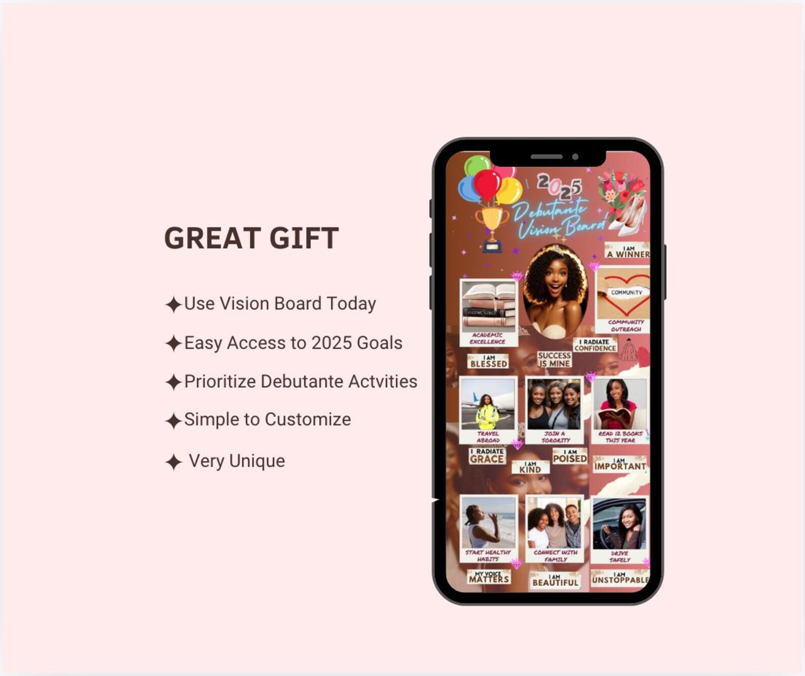 2025 Debutante Digital Vision Board, Debuntante Mobile Vision Board ...