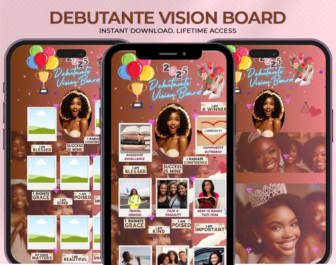 2025 Debutante Digital Vision Board, Debuntante Mobile Vision Board ...