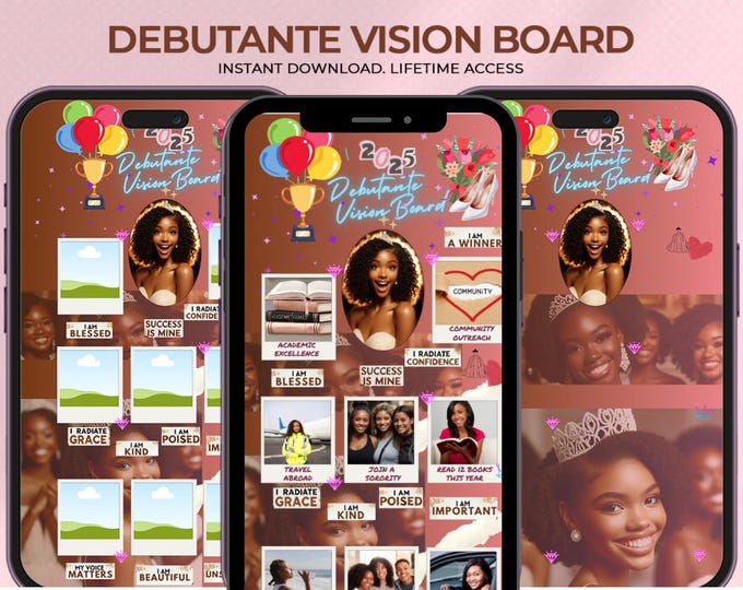 2025 Debutante Digital Vision Board, Debuntante Mobile Vision Board ...