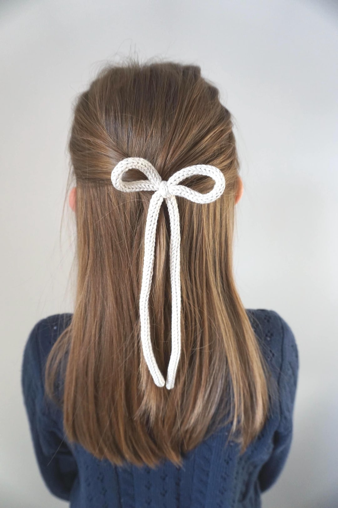 Cream Knitted Hair Tie Cord: Long Tail Hair Braid Accessory - Etsy UK