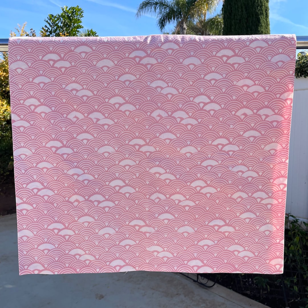 Pink Waves Pattern Block Print Batik Fabric, 2x1 Meter/78x39 Inches ...