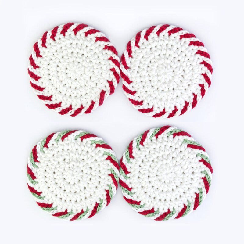 Peppermint Coasters - Etsy