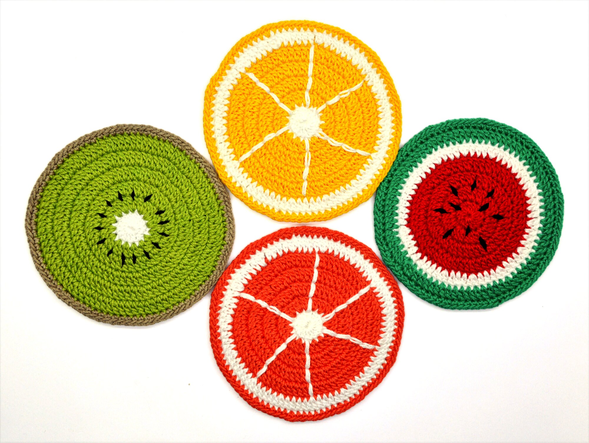 Crochet Fruit Coasters Set 100% Cotton Crochet Drink | Etsy