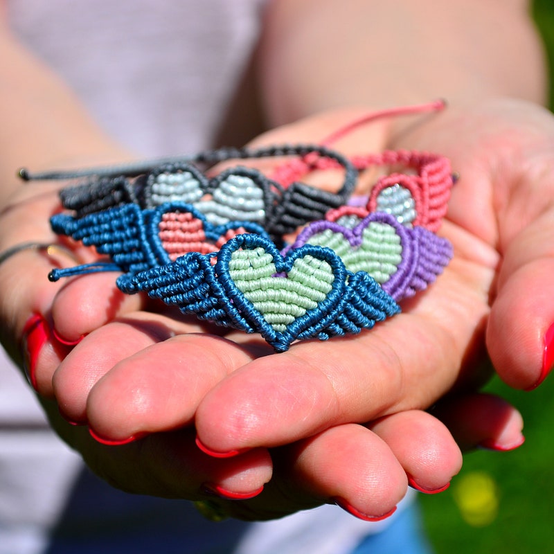Heart Macrame Bracelet - Etsy