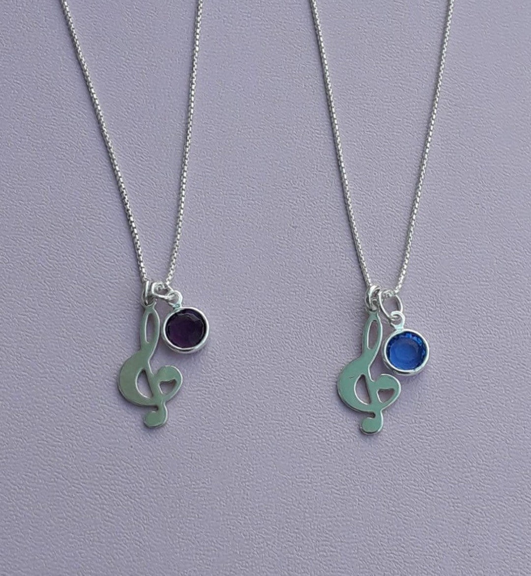 Treble Clef Necklace, Sterling Silver Music Necklace Personalised With ...
