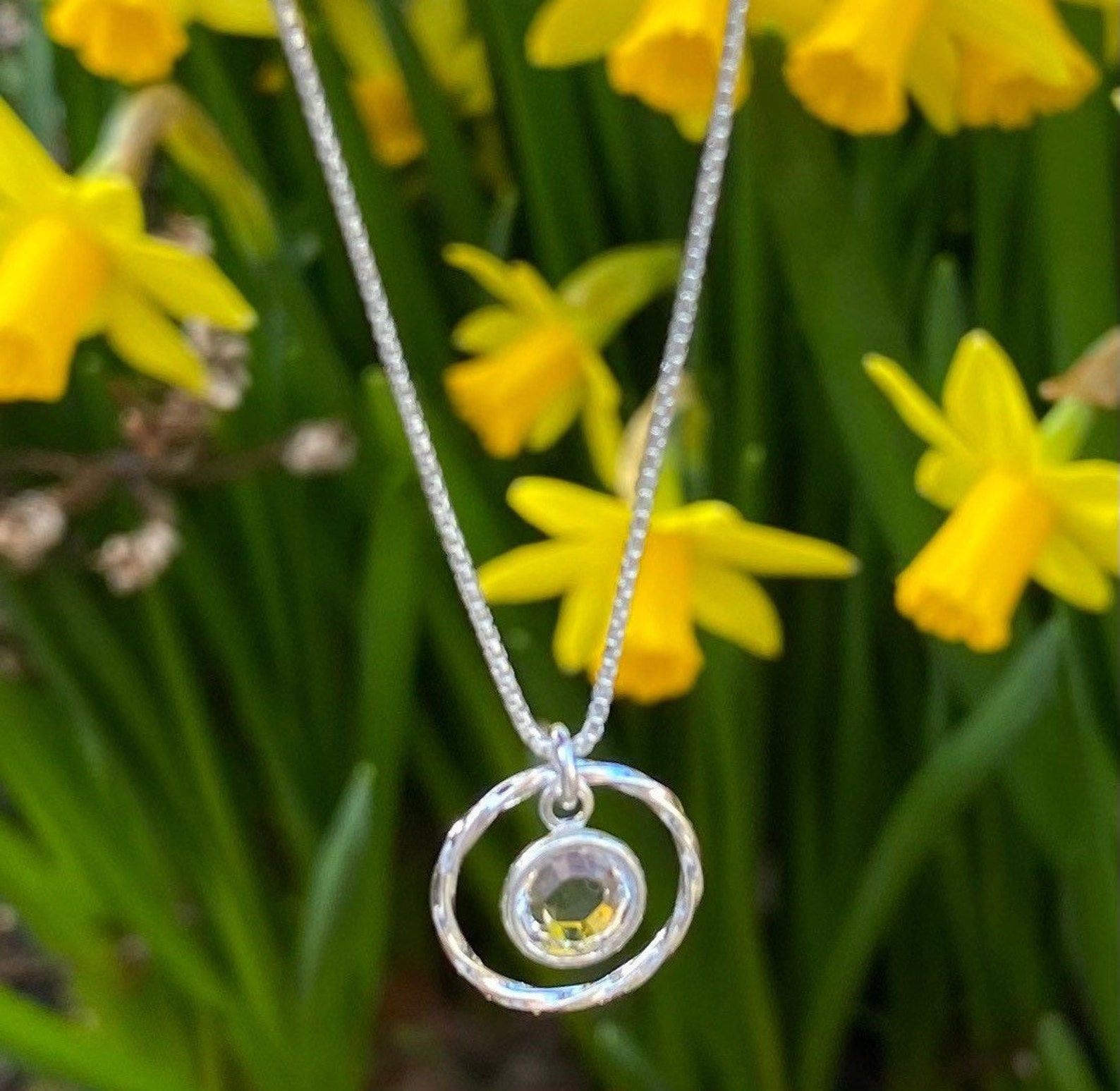 April Birthstone Necklace, Sterling Silver Twisted Pendant Necklace ...