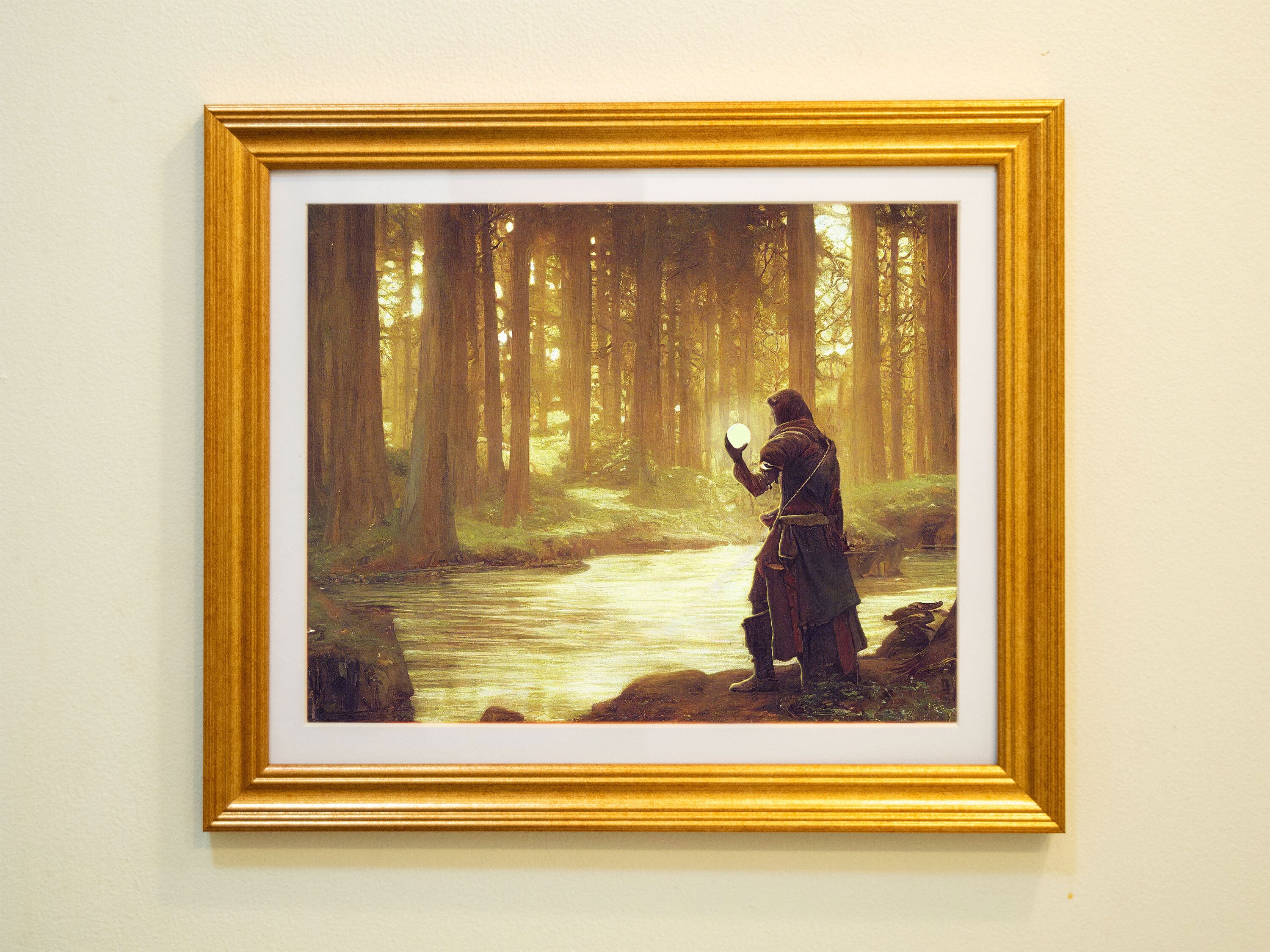 Ranger Pondering Orb in Forest | Fantasy Art Print | Giclée Painting by ...