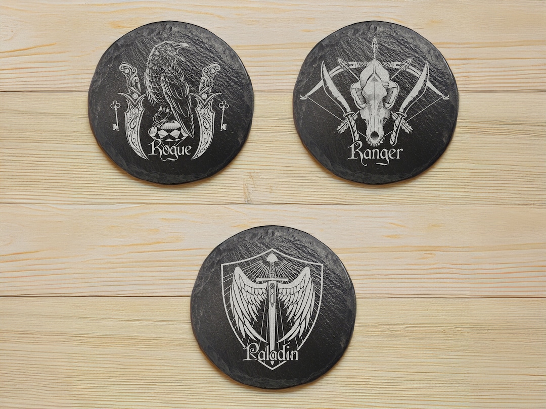 D&D Class Coasters Set of 12 | Slate Coaster | Laser-engraved Beverage ...