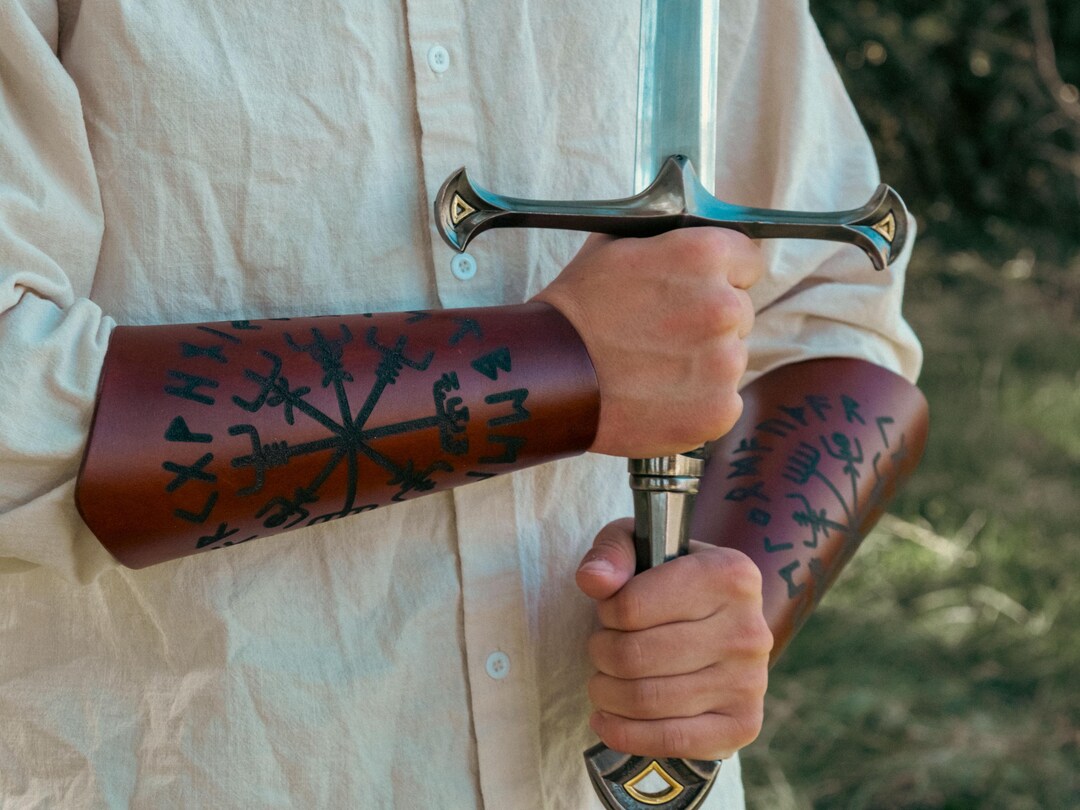 Viking Bracers | Pair of Genuine Leather Arm-guard Vambraces | Norse ...