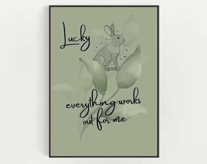 Lucky Everything Works Out for Me Wall Art, Positive Affirmations Print ...