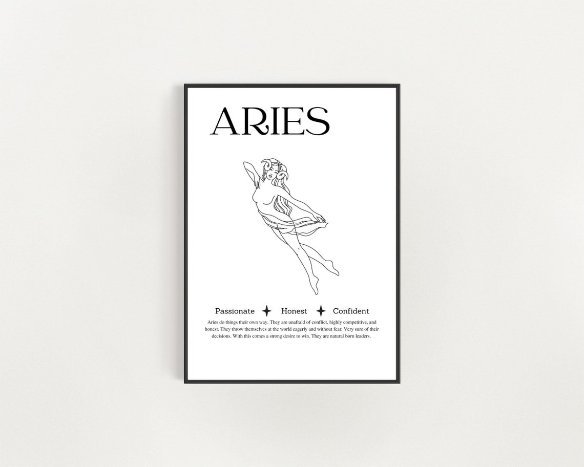 Aries Zodiac Wall Art Print, Aries Wall Art Poster, Aries Zodiac Gifts ...