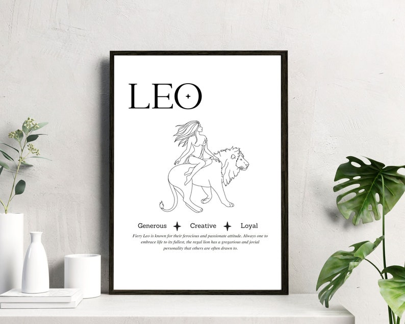 Leo Zodiac Wall Art Print, Leo Wall Art Poster, Leo Zodiac Gifts for ...