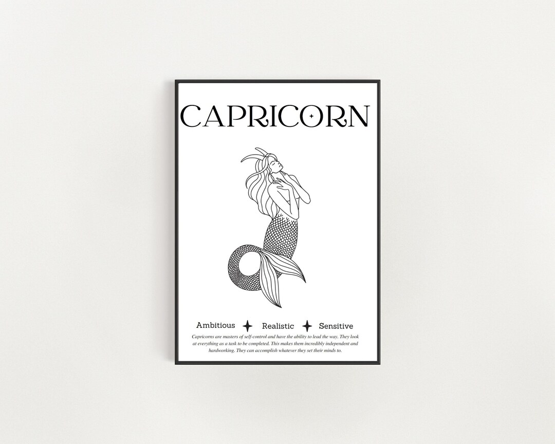 Capricorn Zodiac Wall Art Print, Capricorn Wall Art Poster, Capricorn ...