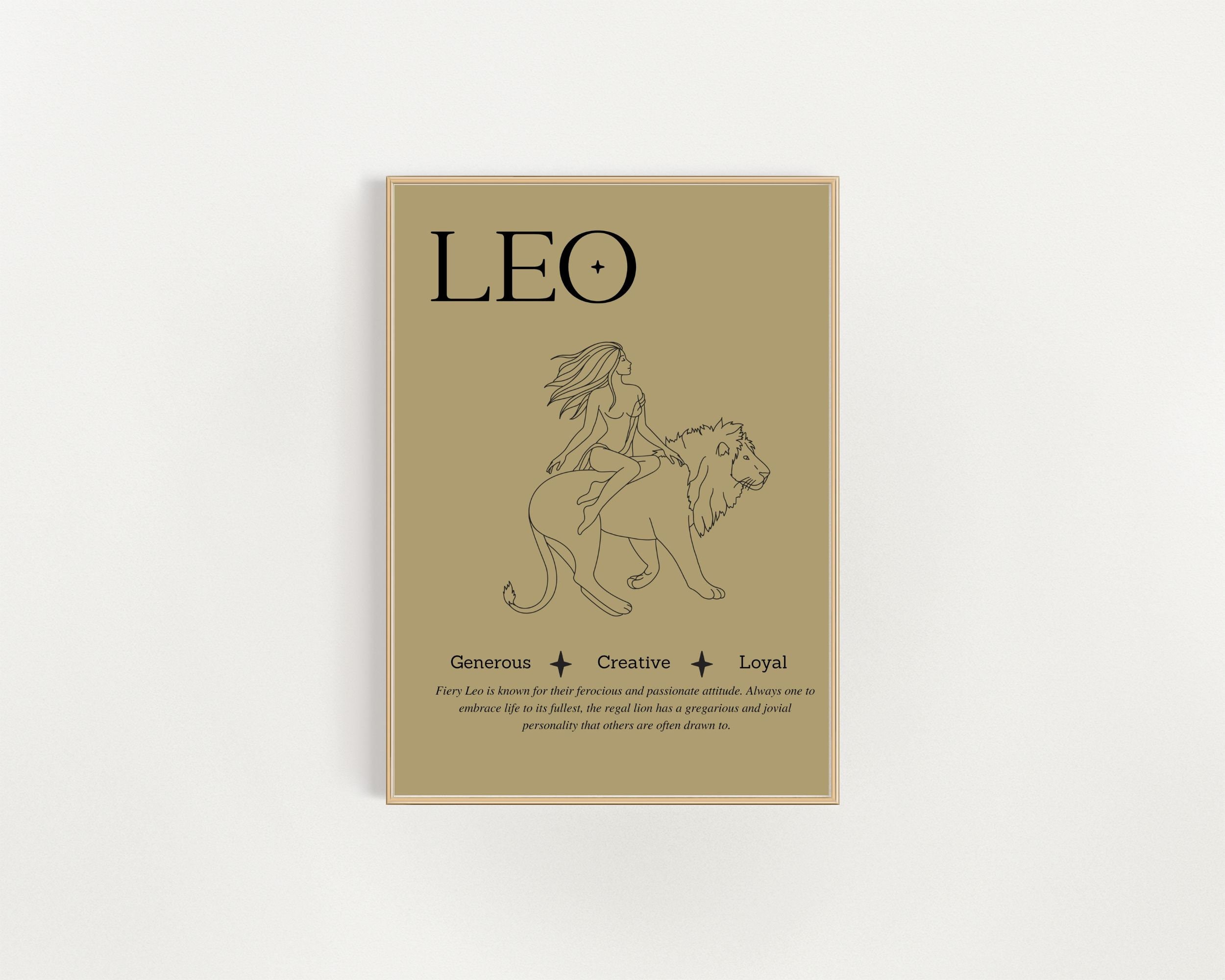 Leo Zodiac Wall Art Print, Leo Wall Art Poster, Leo Zodiac Gifts for ...