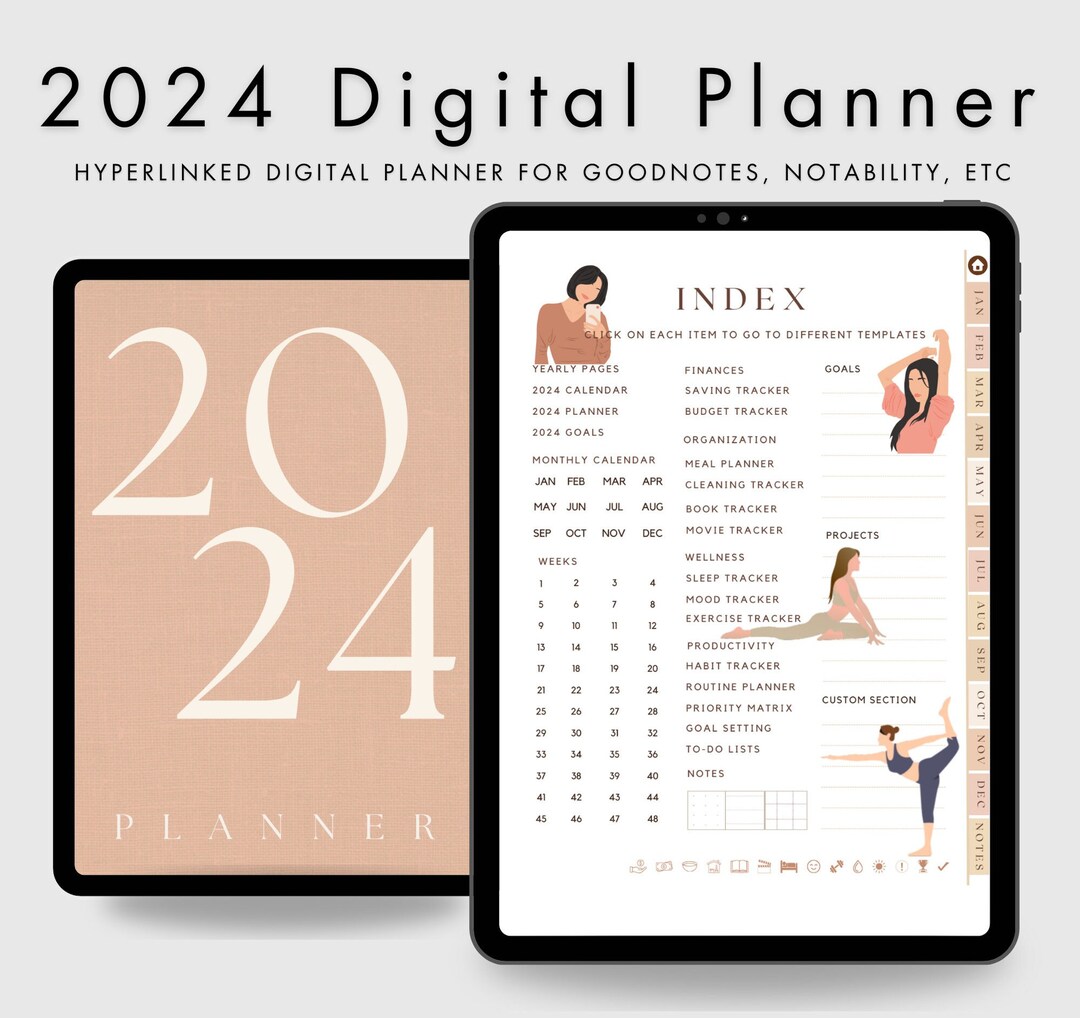 2024 Digital Planner, 2024 Portrait Planner, 2024 Planner, 2024 Dated ...