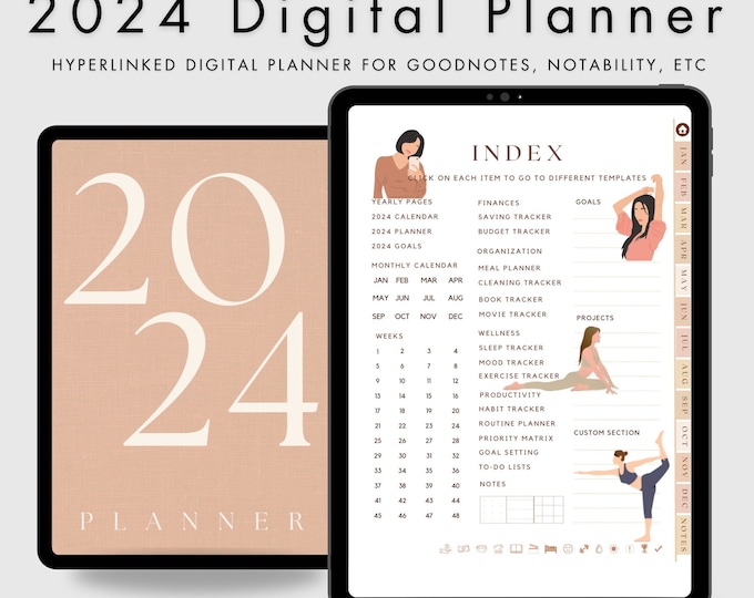 2024 Digital Planner, 2024 Portrait Planner, 2024 Planner, 2024 Dated ...