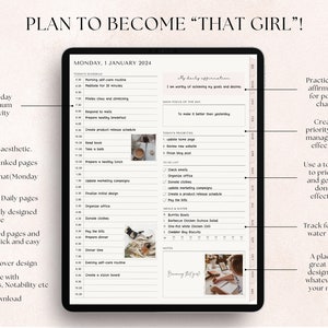 THAT GIRL Planner, 2024 Digital Planner, 2024 Portrait Planner, 2024 ...