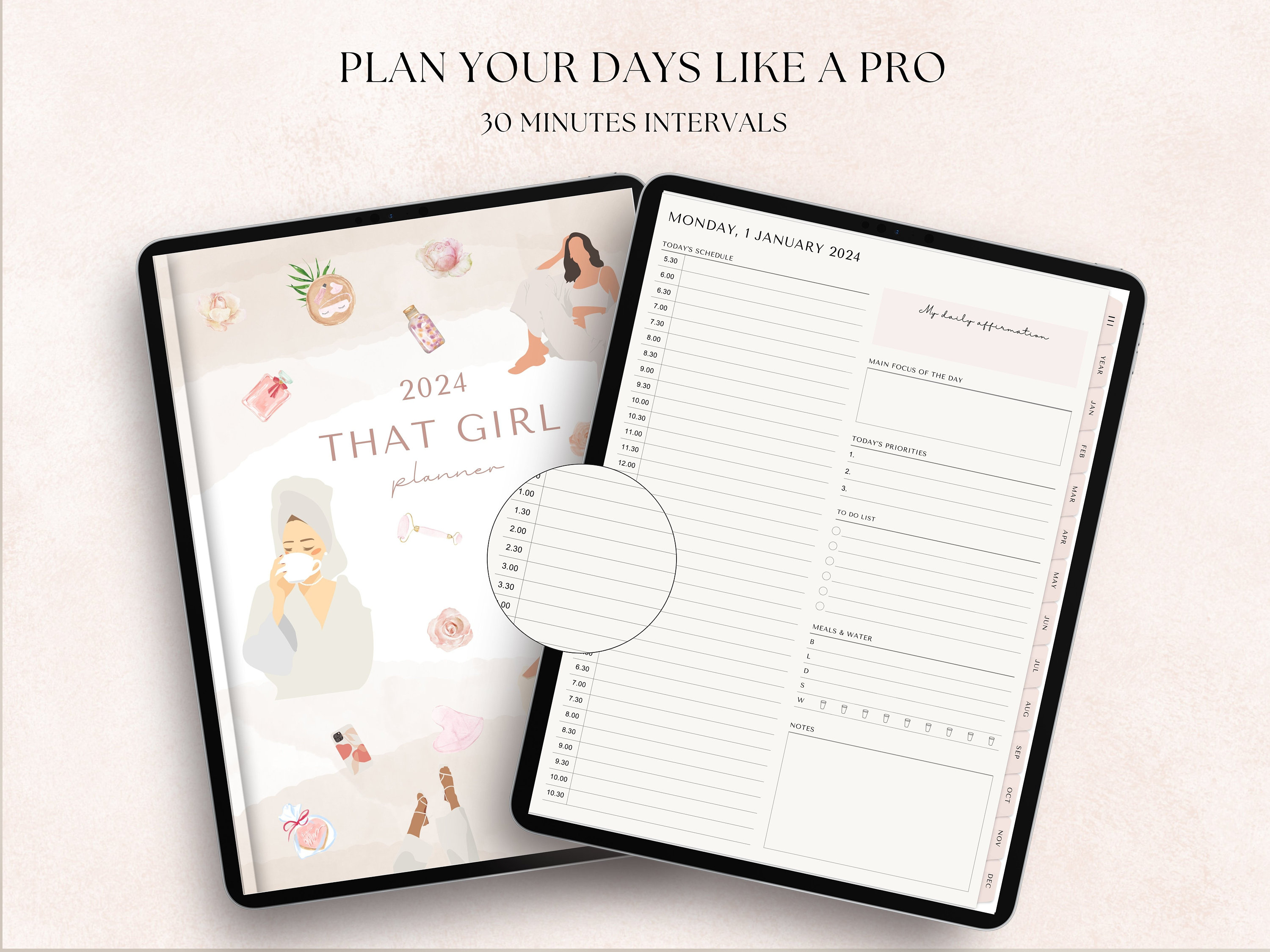 THAT GIRL Planner, 2024 Digital Planner, 2024 Portrait Planner, 2024 ...