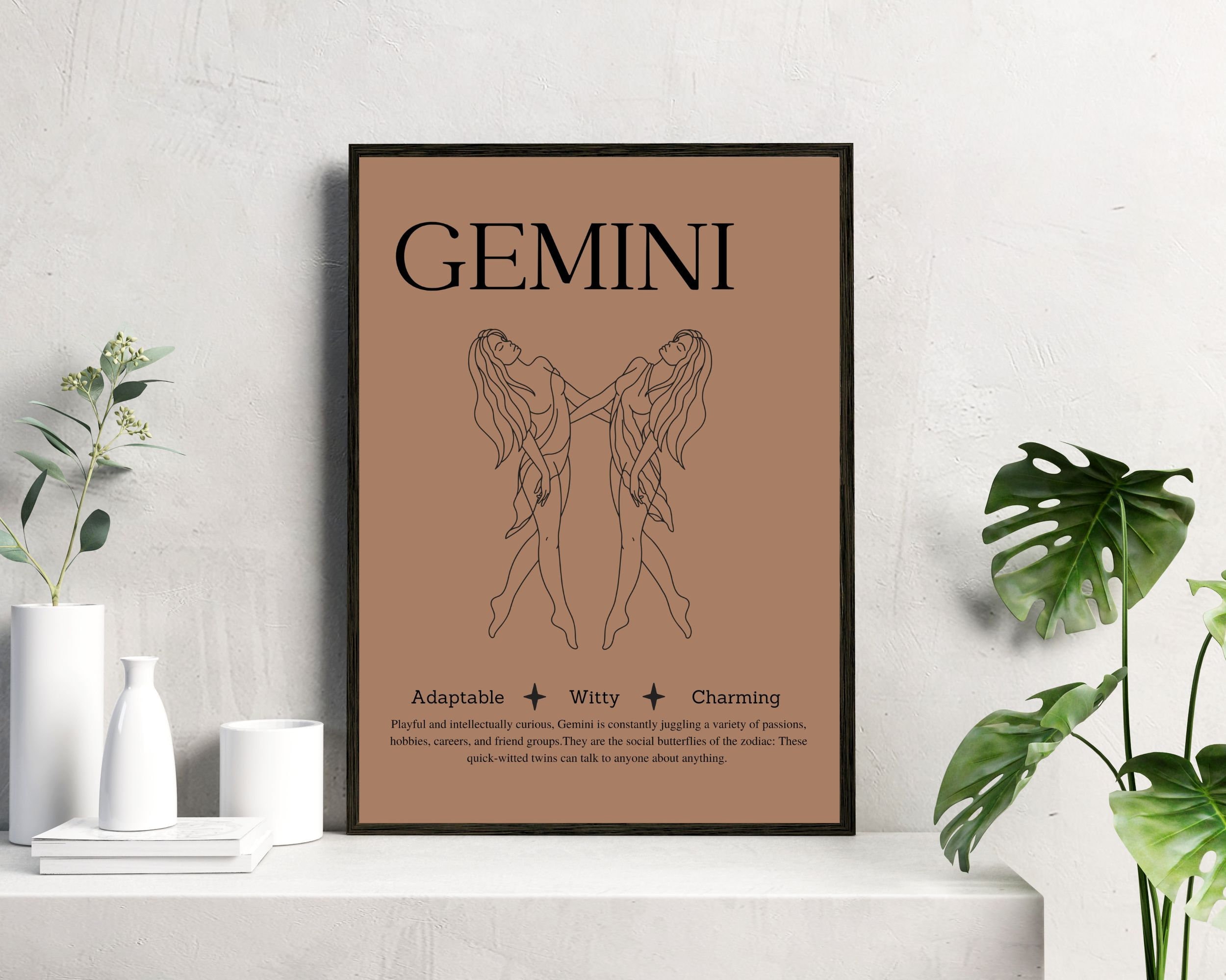 Gemini Zodiac Wall Art Print, Gemini Wall Art Poster, Gemini Zodiac ...