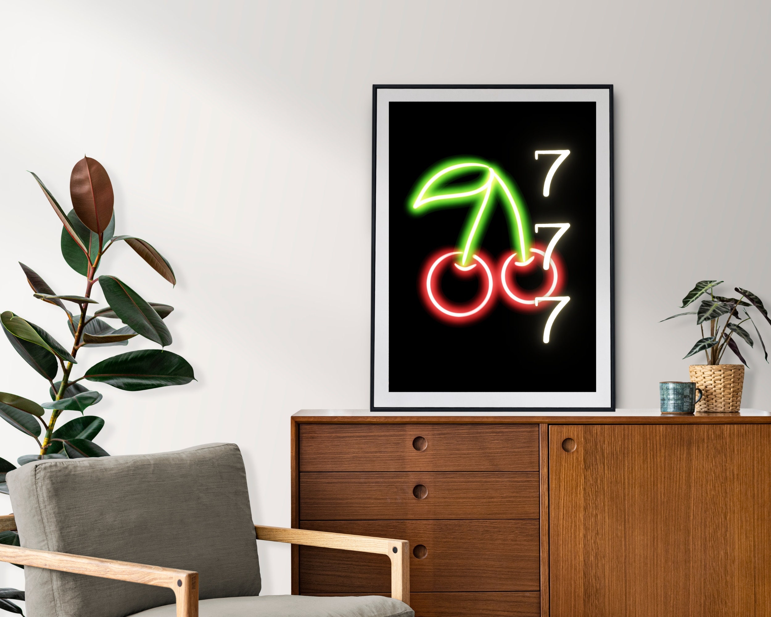 Lucky 7, Neon Wall Art, Luck You, Trendy Wall Print, Digital Download ...