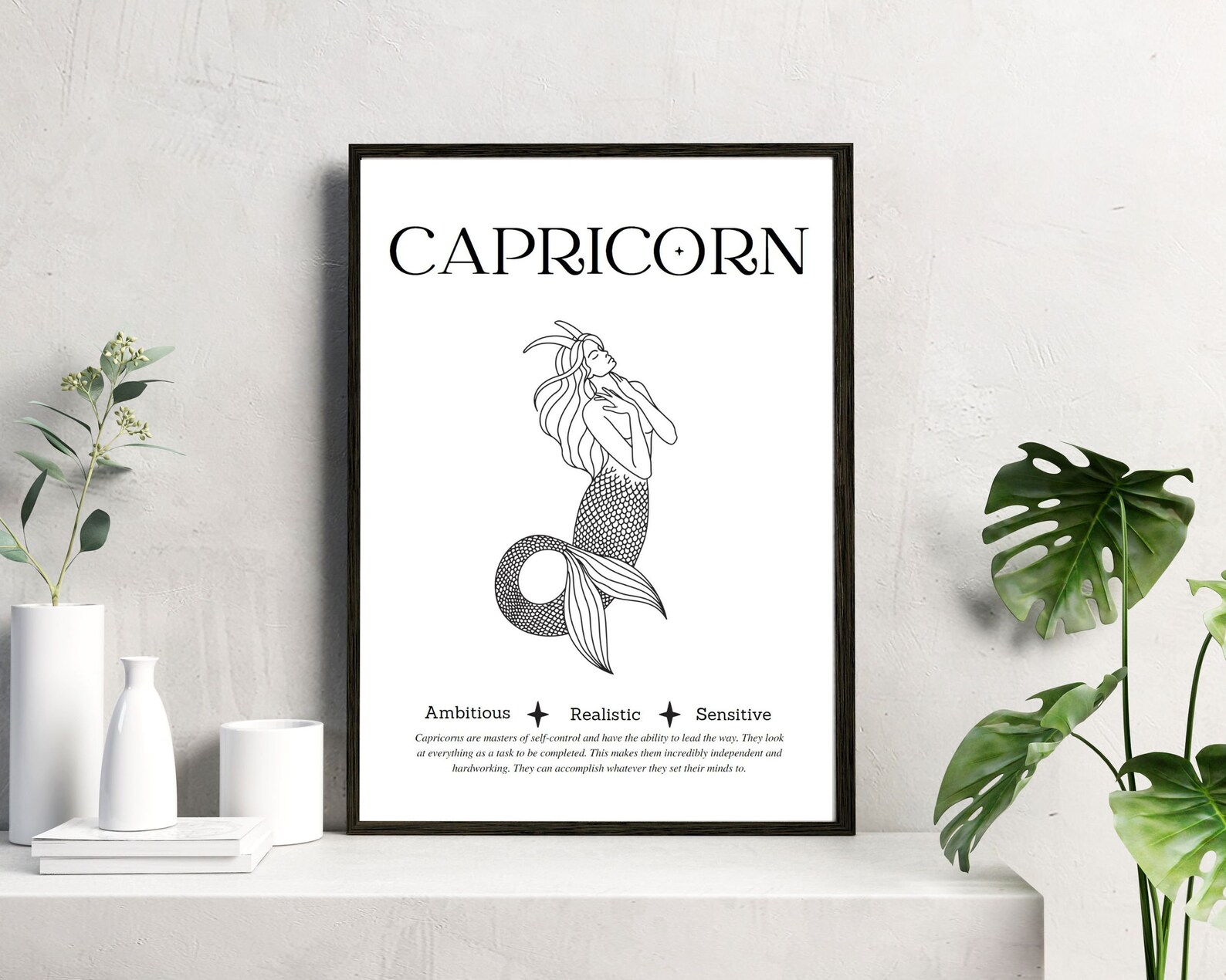 Capricorn Zodiac Wall Art Print, Capricorn Wall Art Poster, Capricorn ...