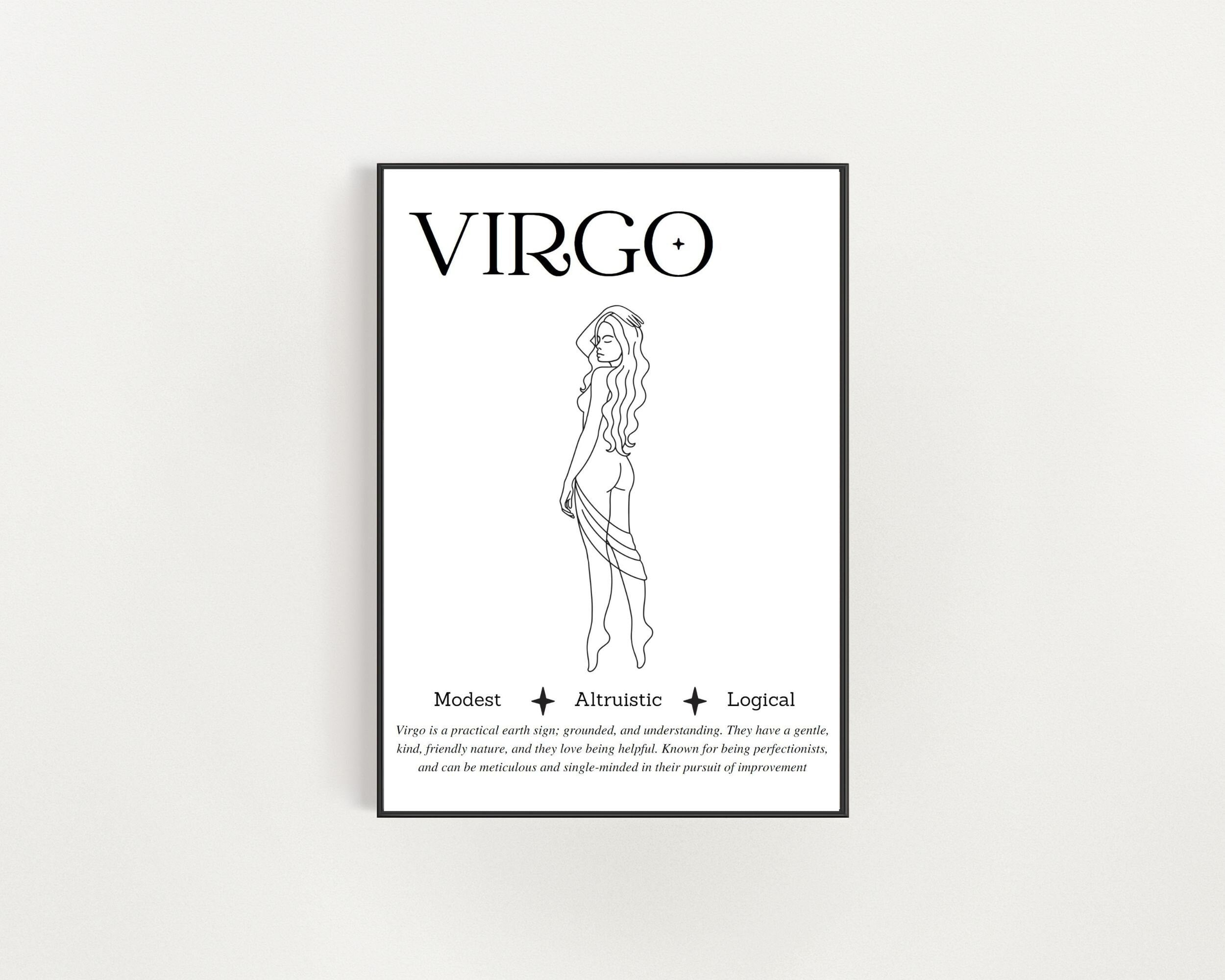Virgo Zodiac Wall Art Print, Virgo Wall Art Poster, Virgo Zodiac Gifts for Her, Virgo Gifts ...