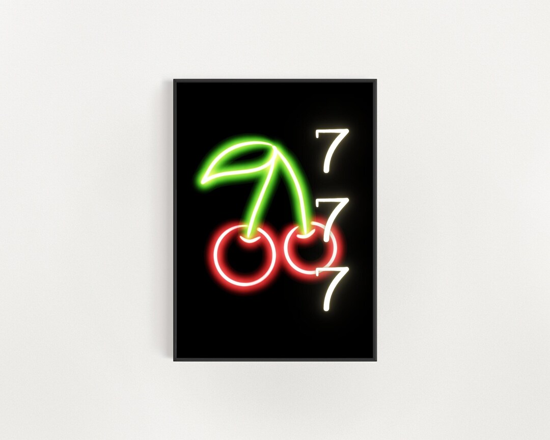 Lucky 7, Neon Wall Art, Luck You, Trendy Wall Print, Digital Download ...