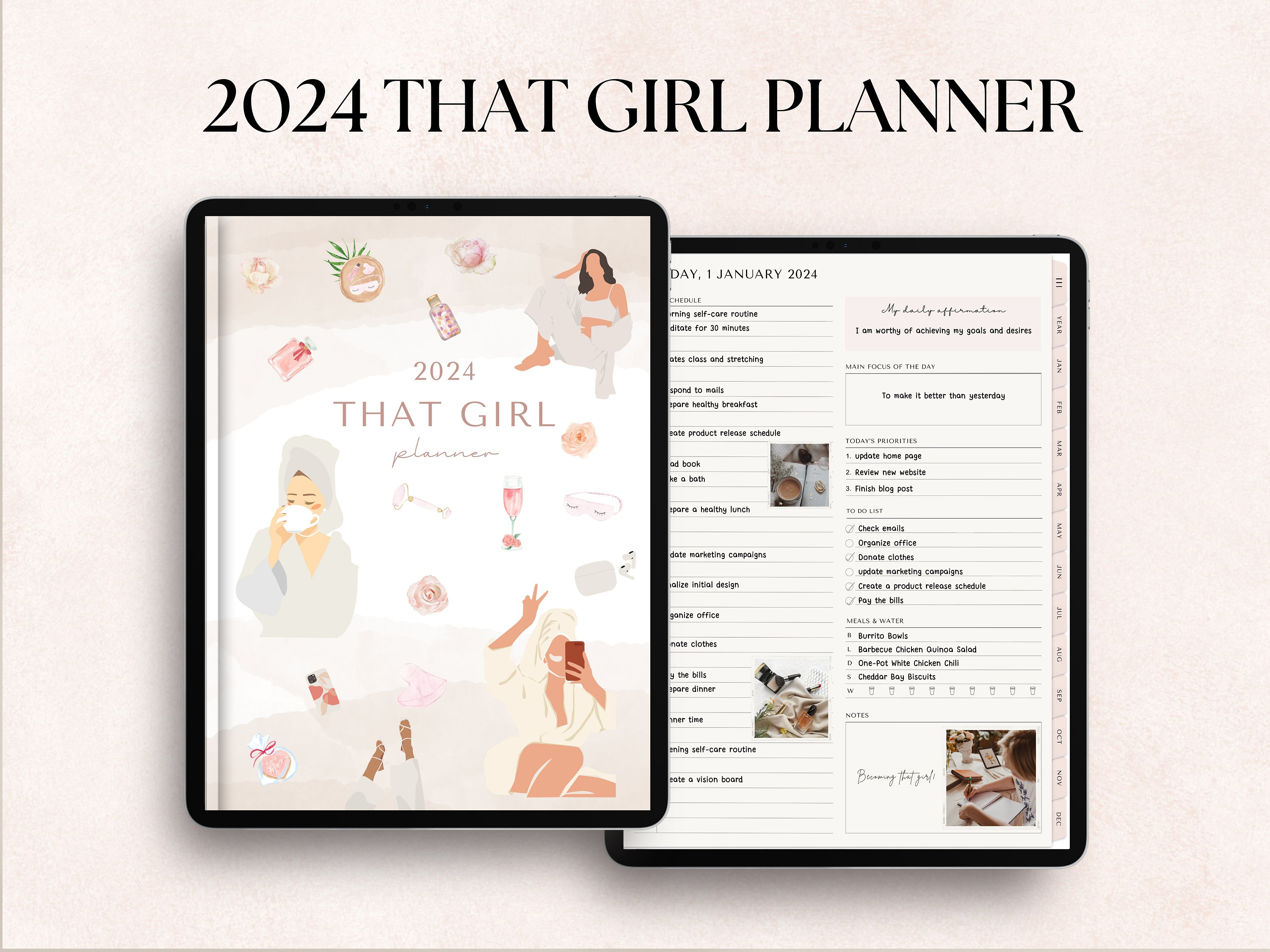 THAT GIRL Planner, 2024 Digital Planner, 2024 Portrait Planner, 2024 ...