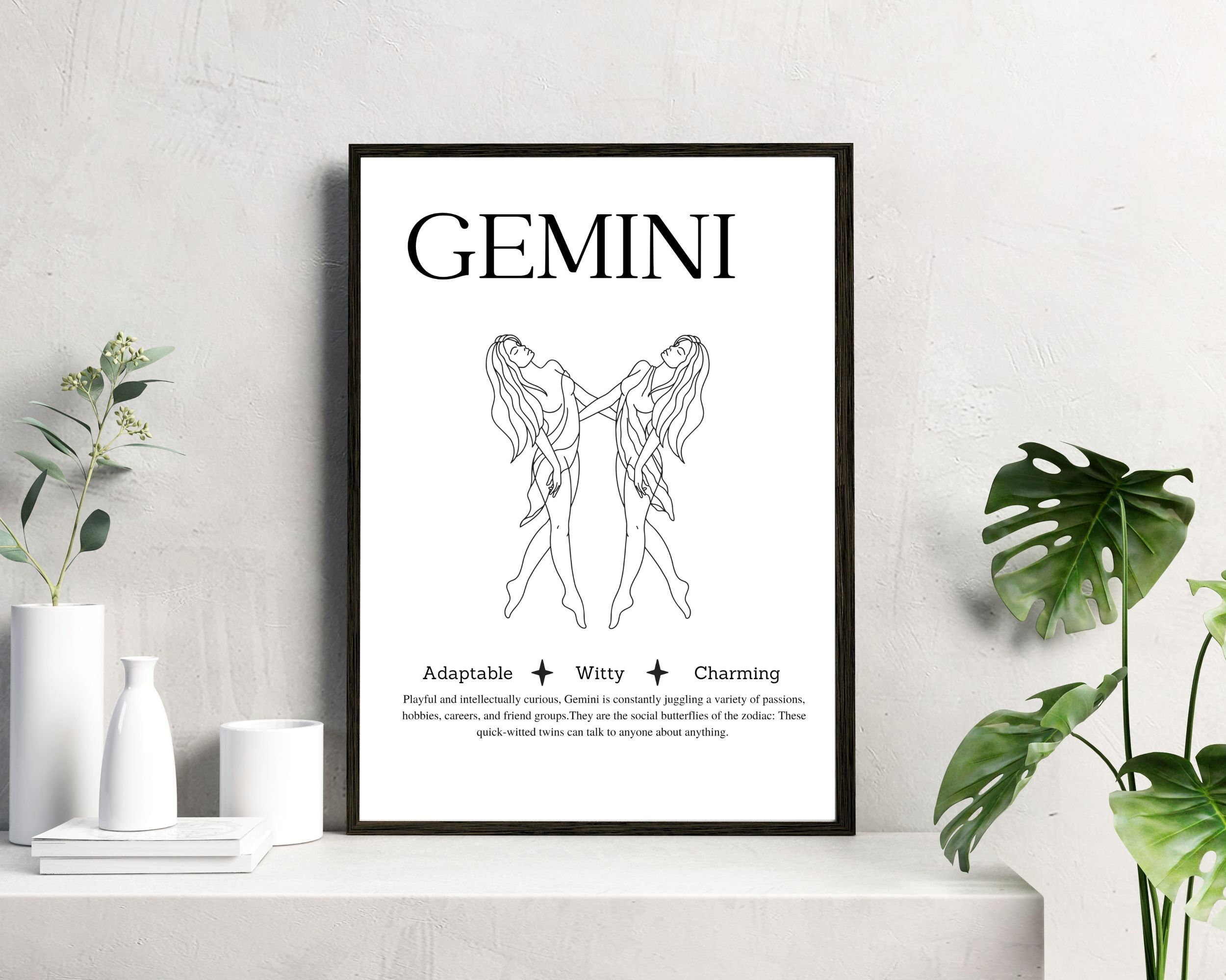 Gemini Zodiac Wall Art Print Gemini Wall Art Poster Gemini - Etsy