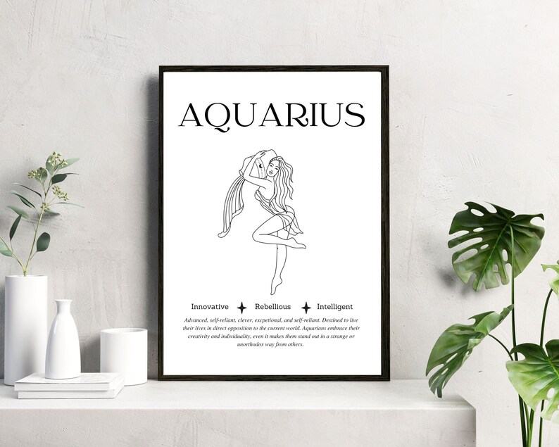Aquarius Zodiac Wall Art Print, Aquarius Wall Art Poster, Aquarius ...