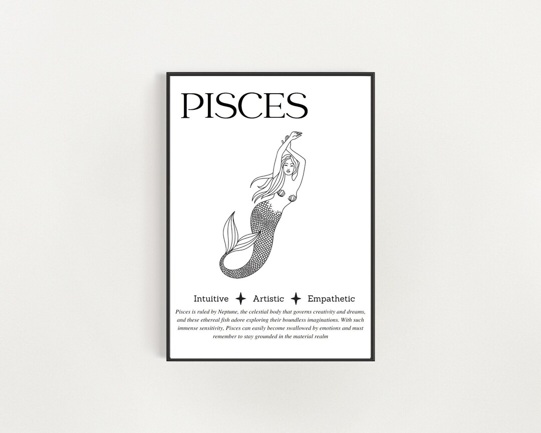 Pisces Zodiac Wall Art Print, Pisces Wall Art Poster, Pisces Zodiac ...