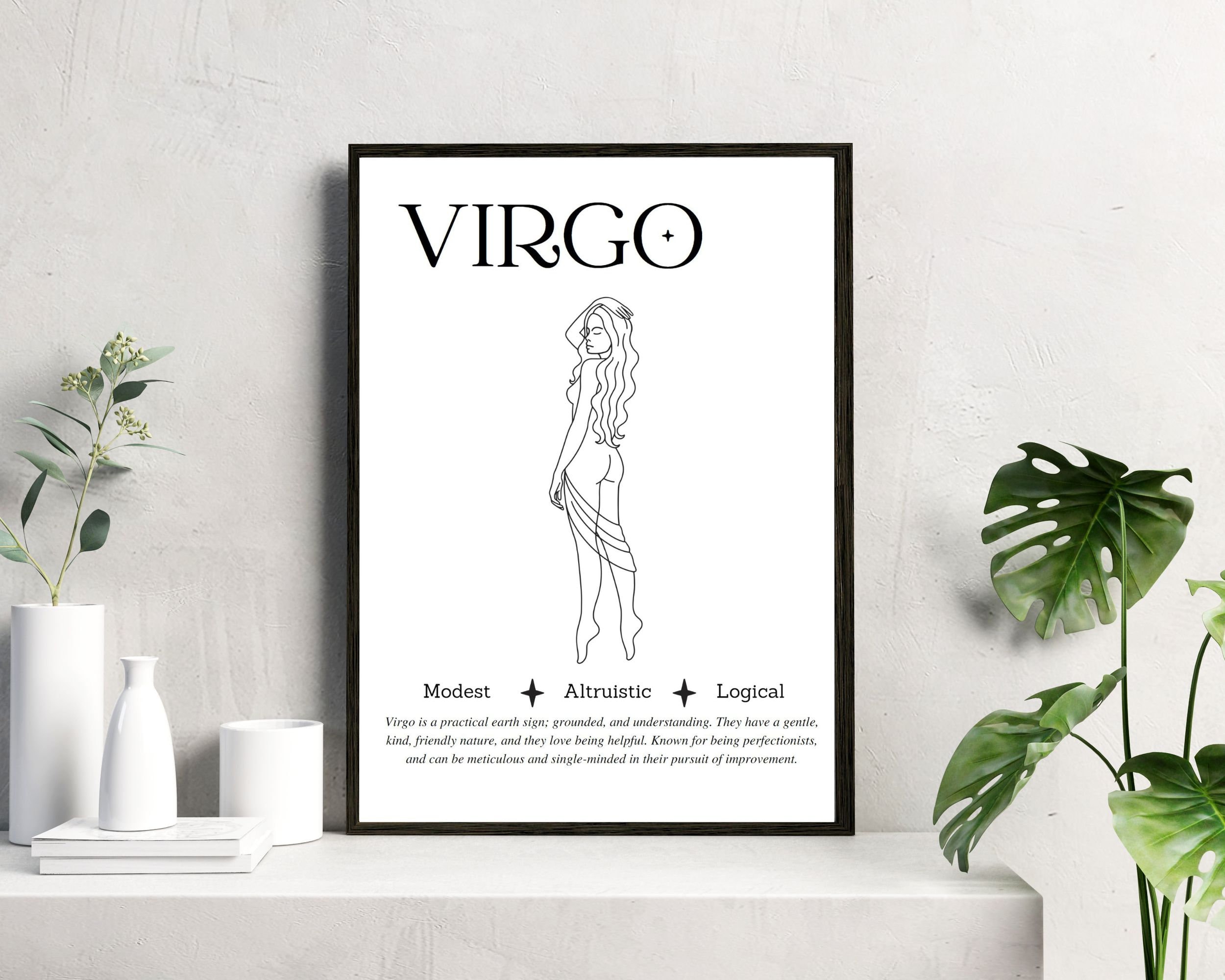 Virgo Zodiac Wall Art Print, Virgo Wall Art Poster, Virgo Zodiac Gifts ...