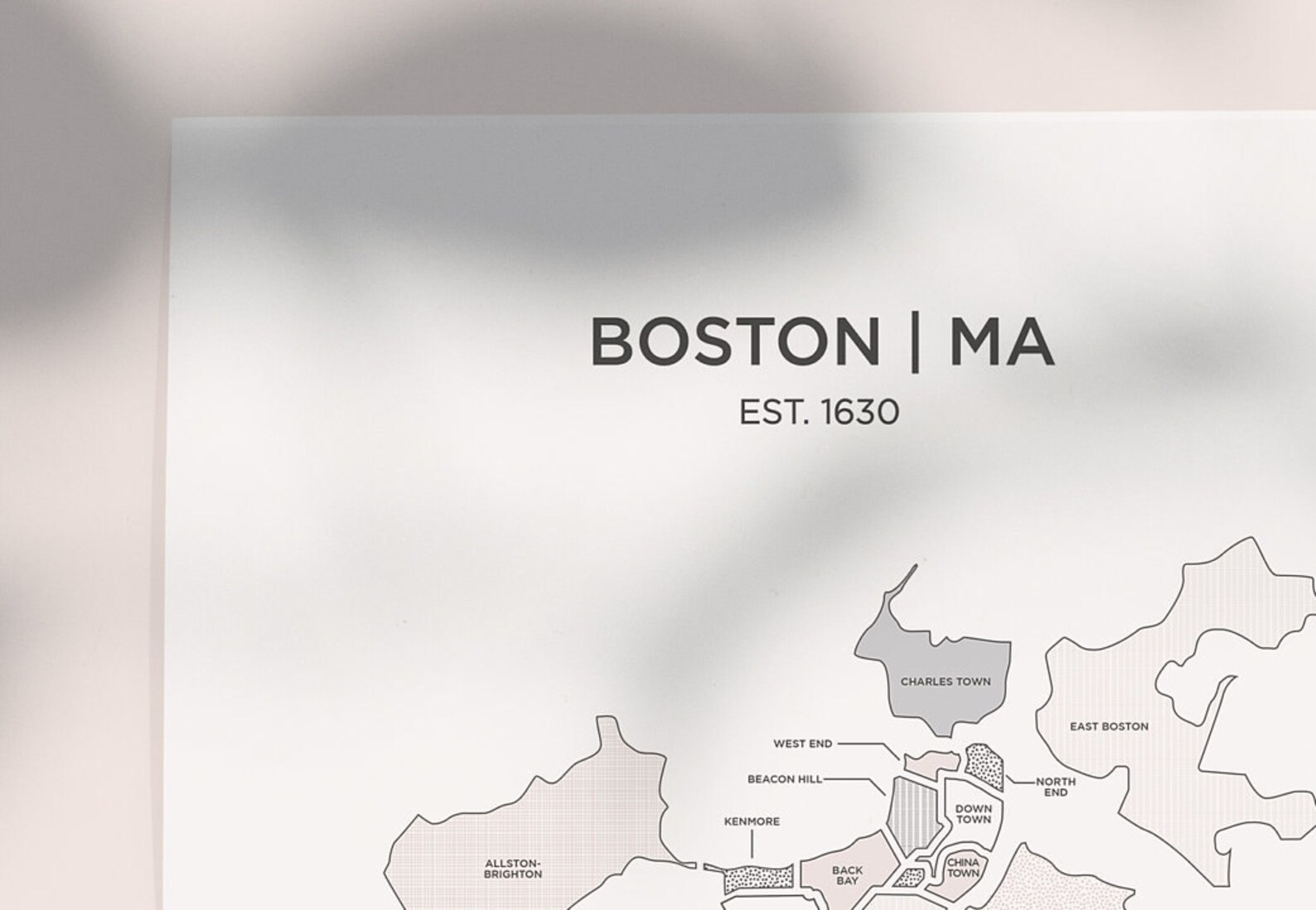 Boston Flat City Maps - Etsy