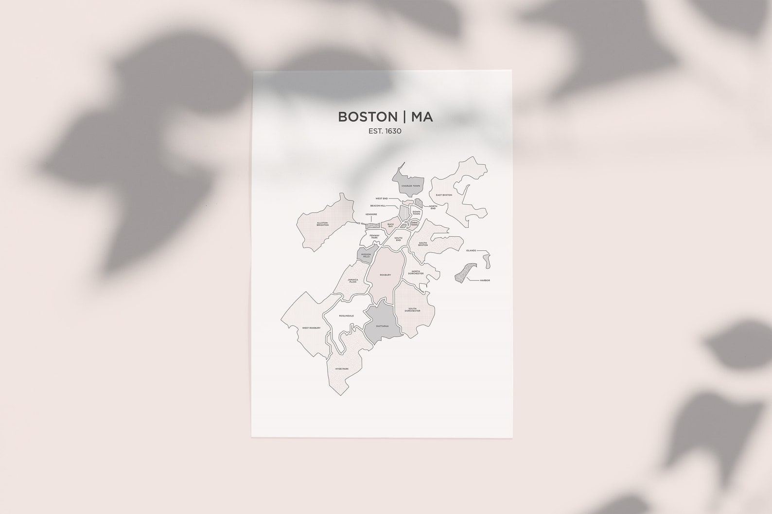Boston Flat City Maps | Etsy