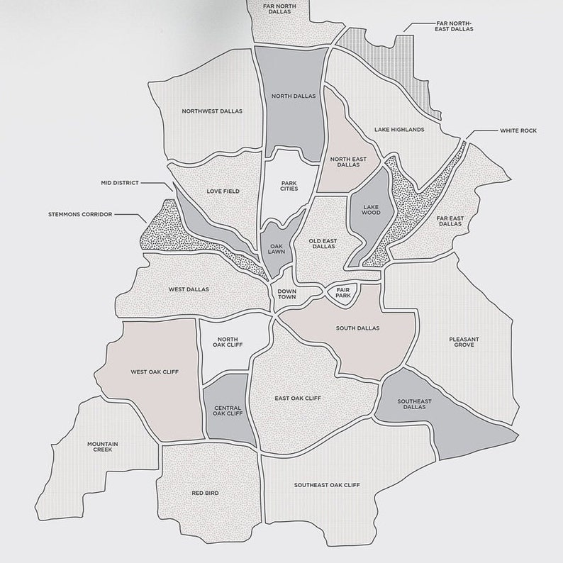 Dallas | Flat City Maps - Etsy