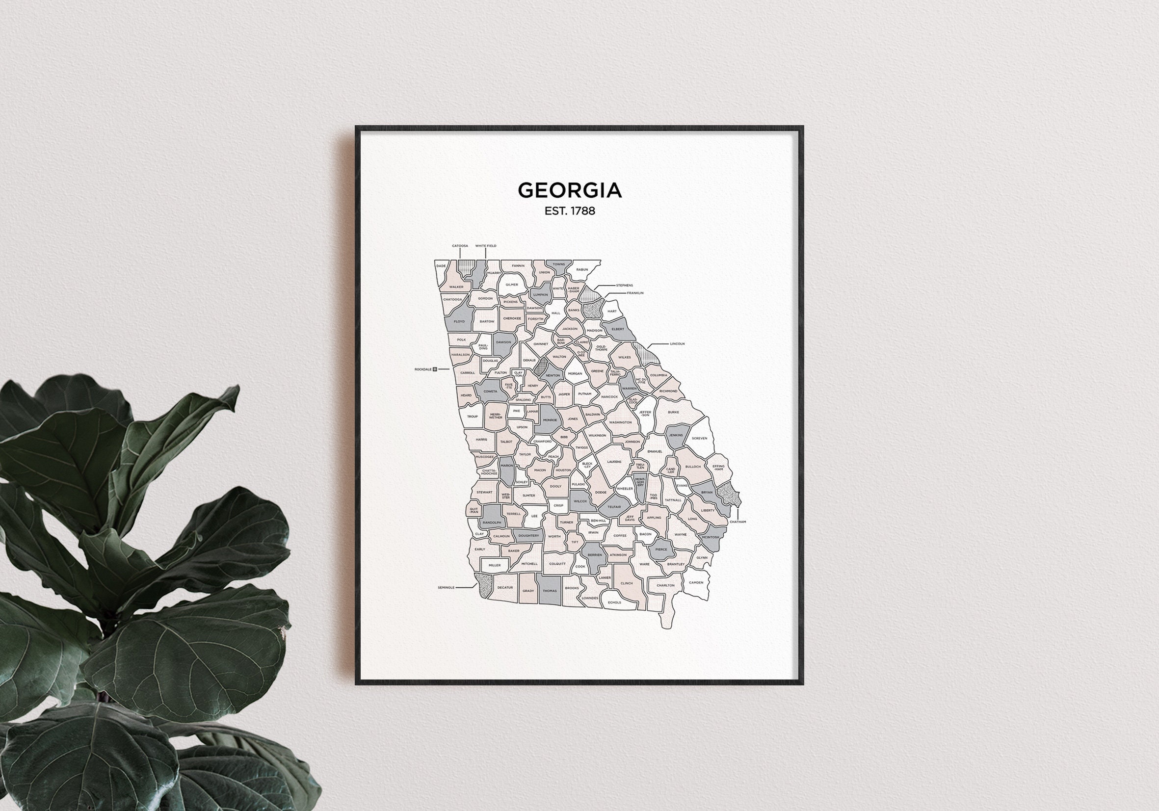 Georgia Flat State Maps Digital Poster Download - Etsy